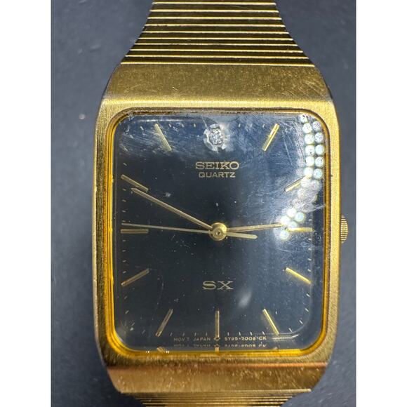 Seiko | Accessories | Vintage Seiko Sx 5y95500 Gold Tone Tank Black ...